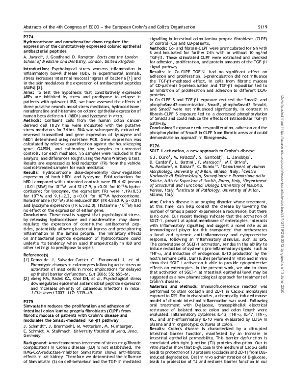 (PDF) P274 - Hydrocortisone and noradrenaline down-regulate the ...