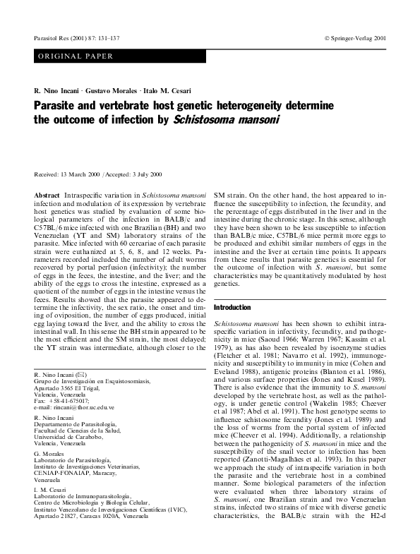 (PDF) Parasite and vertebrate host genetic heterogeneity determine the ...