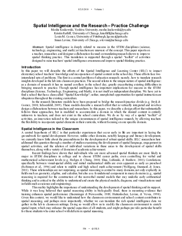 (PDF) Spatial intelligence and the research: practice challenge