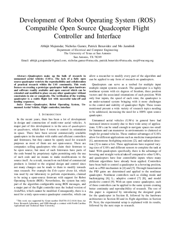 (PDF) Development of robot operating system (ROS) compatible open ...