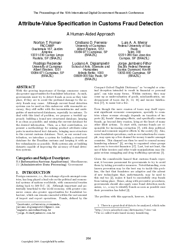 (PDF) Attribute-value specification in customs fraud detection: a human ...