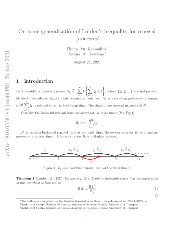(PDF) On some generalization of Lorden's inequality for renewal processes