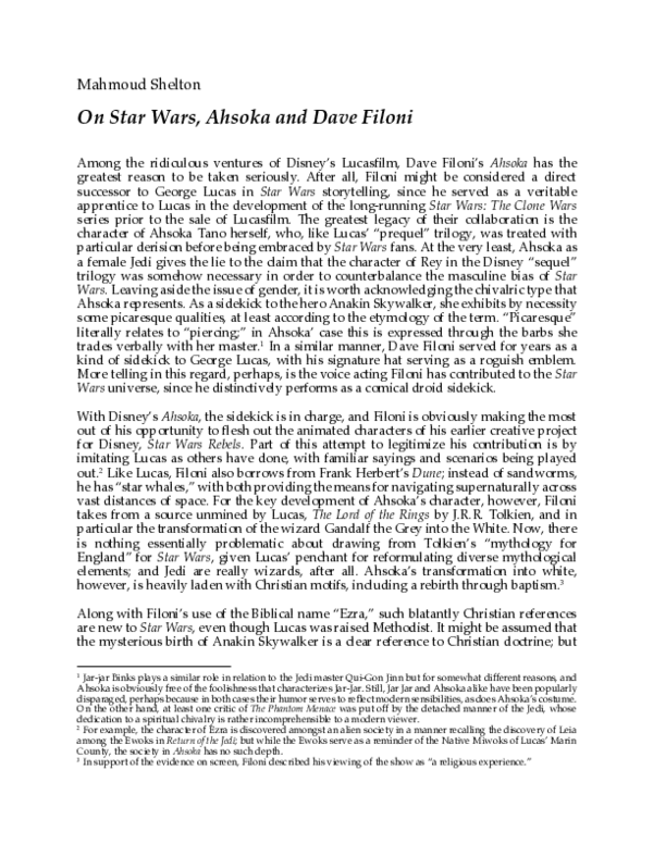 (PDF) On Star Wars, Ahsoka and Dave Filoni