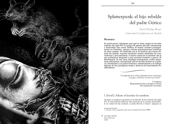 (PDF) Splatterpunk: el hijo rebelde del padre Gótico
