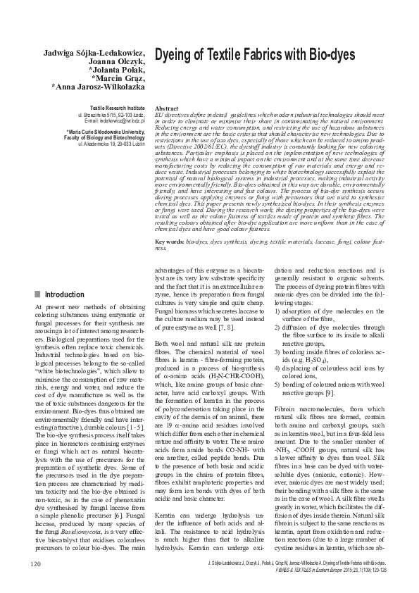 (PDF) Dyeing of Textile Fabrics with Bio-dyes