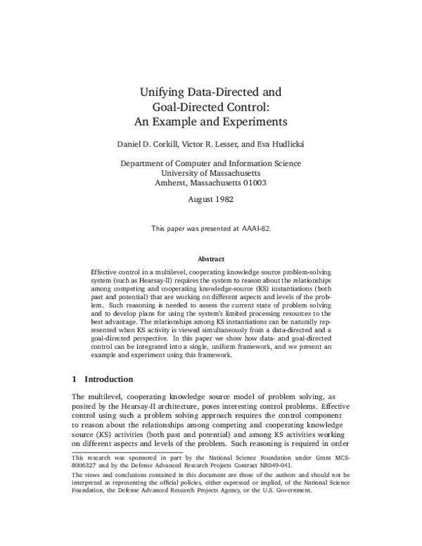 (PDF) Unifying data-directed and goal-directed control: an example and experiments