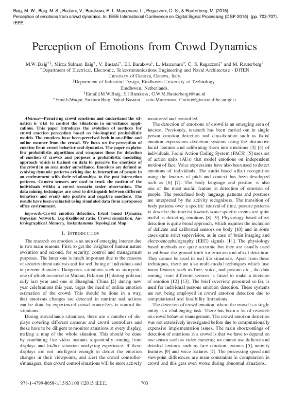 (PDF) Perception of emotions from crowd dynamics