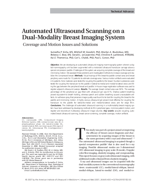 (PDF) Automated Ultrasound Scanning on a Dual-Modality Breast Imaging ...