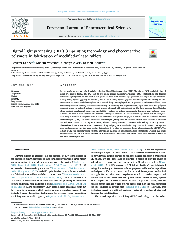 (PDF) Digital light processing (DLP) 3D-printing technology and ...
