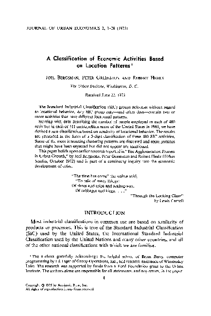 (PDF) A classification of economic activities based on location patterns