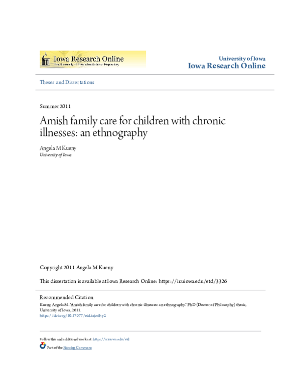 (PDF) Amish family care for children with chronic illnesses
