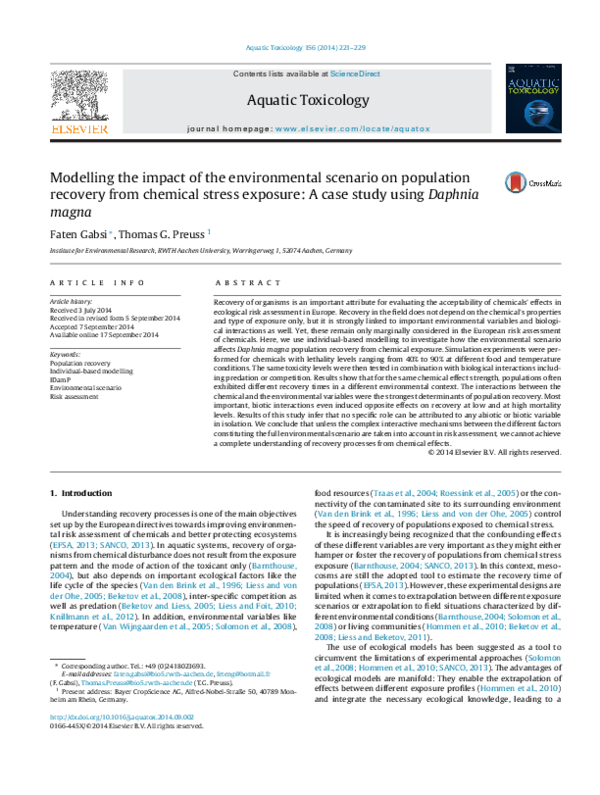 (PDF) Modelling the impact of the environmental scenario on population ...