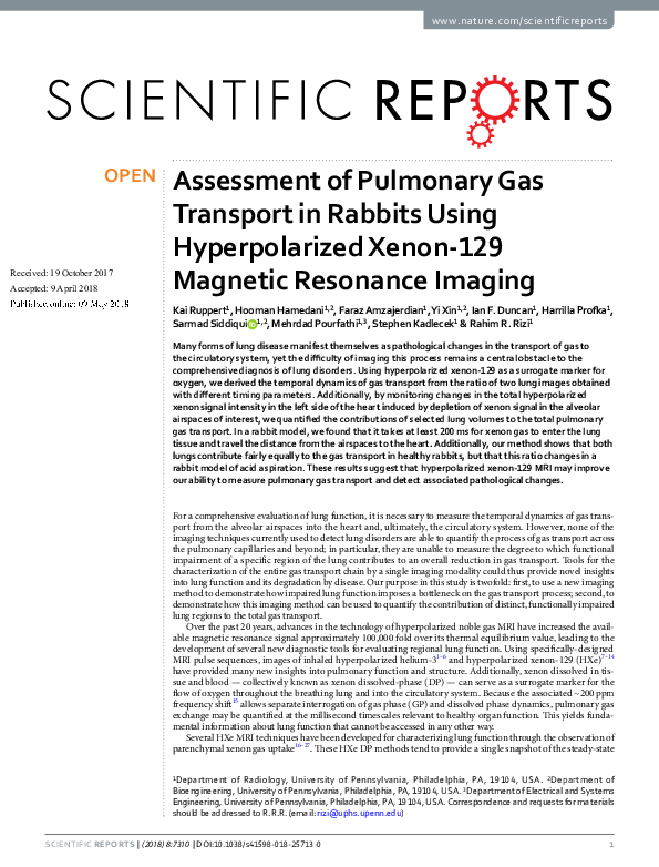 (PDF) Assessment of Pulmonary Gas Transport in Rabbits Using ...