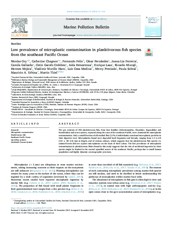 (PDF) Low prevalence of microplastic contamination in planktivorous ...