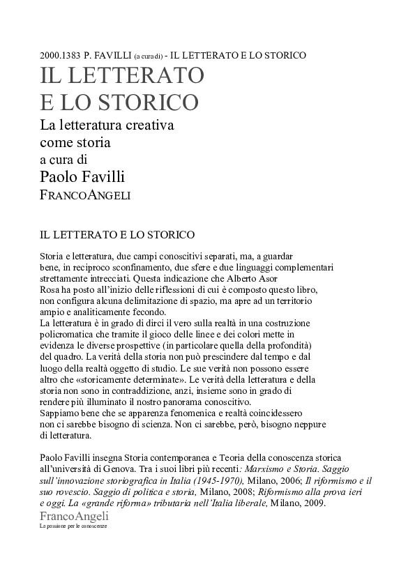 (DOC) Il letterato e lo storico (estratti)