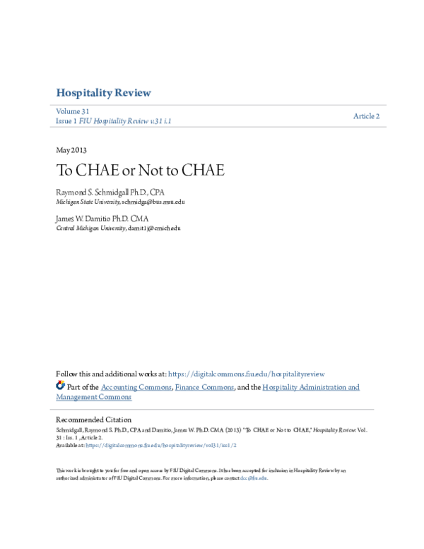(PDF) To CHAE or Not to CHAE