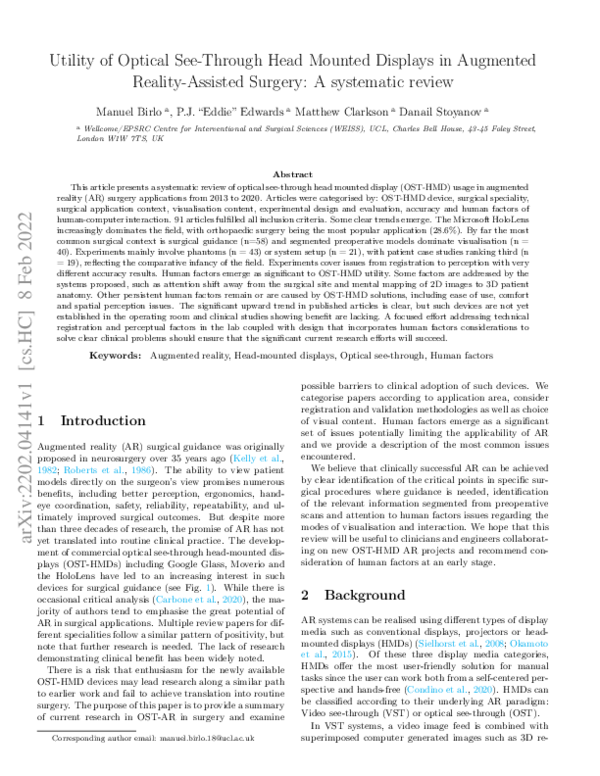 (PDF) Utility of optical see-through head mounted displays in augmented ...