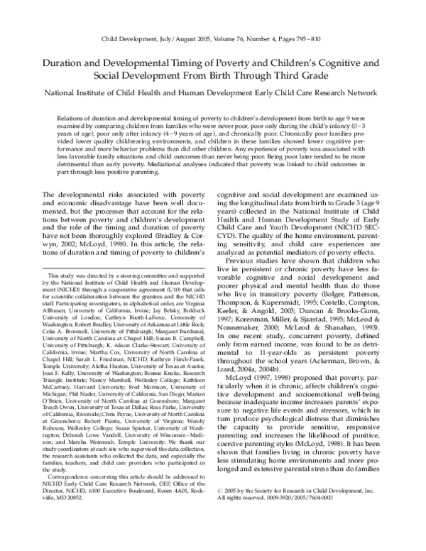 (PDF) Duration and Developmental Timing of Poverty and Children's ...