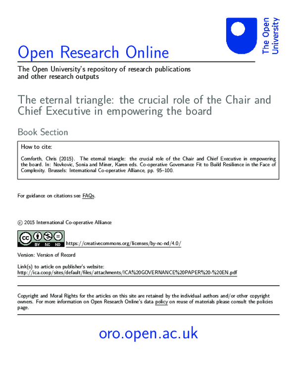 (PDF) The eternal triangle: the crucial role of the Chair and Chief ...