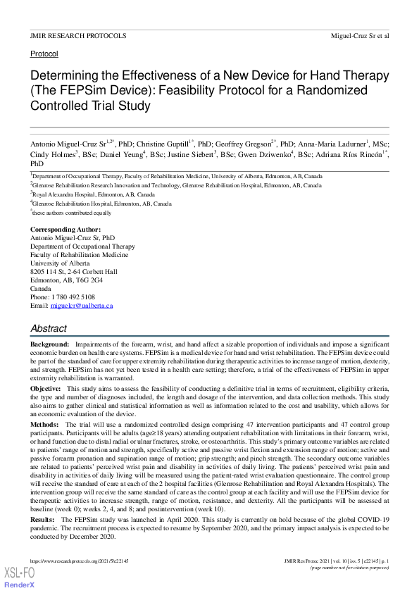 (PDF) Determining the Effectiveness of a New Device for Hand Therapy (The FEPSim Device ...