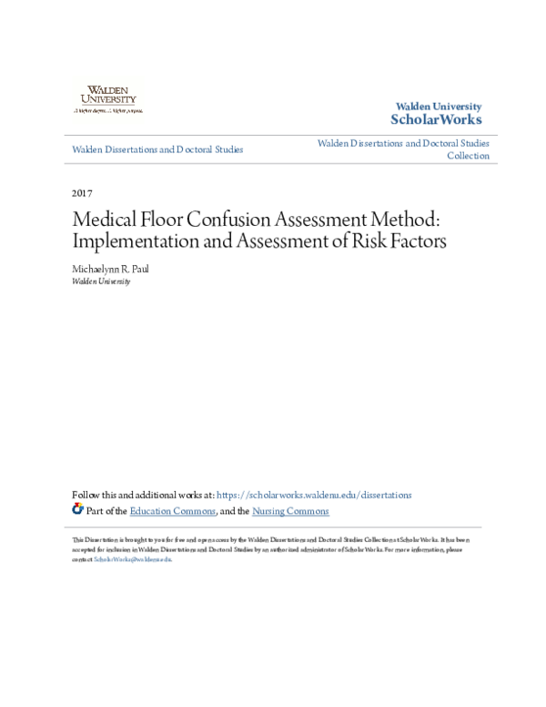 (PDF) Medical Floor Confusion Assessment Method: Implementation and ...