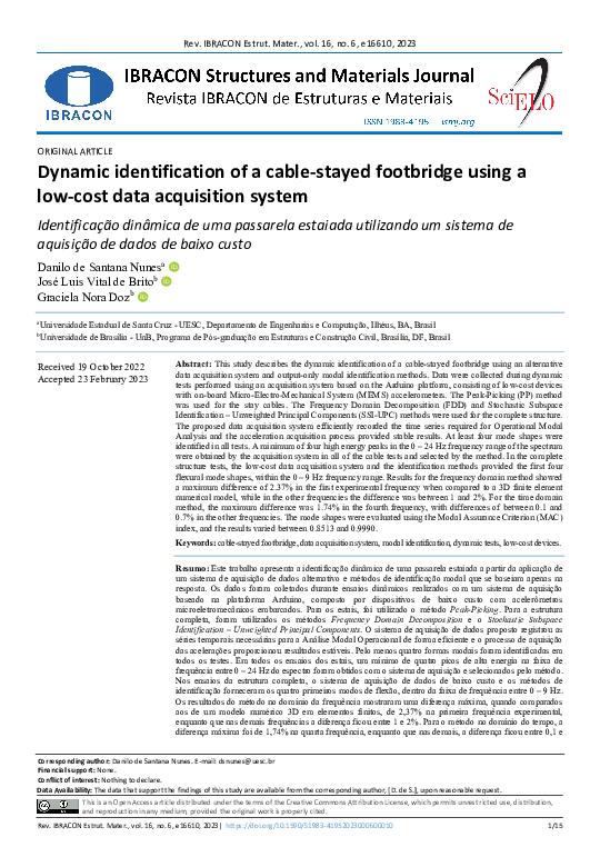 (PDF) Dynamic identification of a cable-stayed footbridge using a low-cost data acquisition system