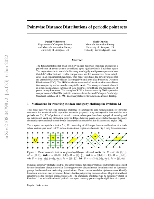 (PDF) Pointwise distance distributions of periodic point sets