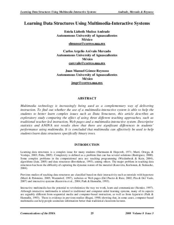 (PDF) Learning Data Structures Using Multimedia-Interactive Systems