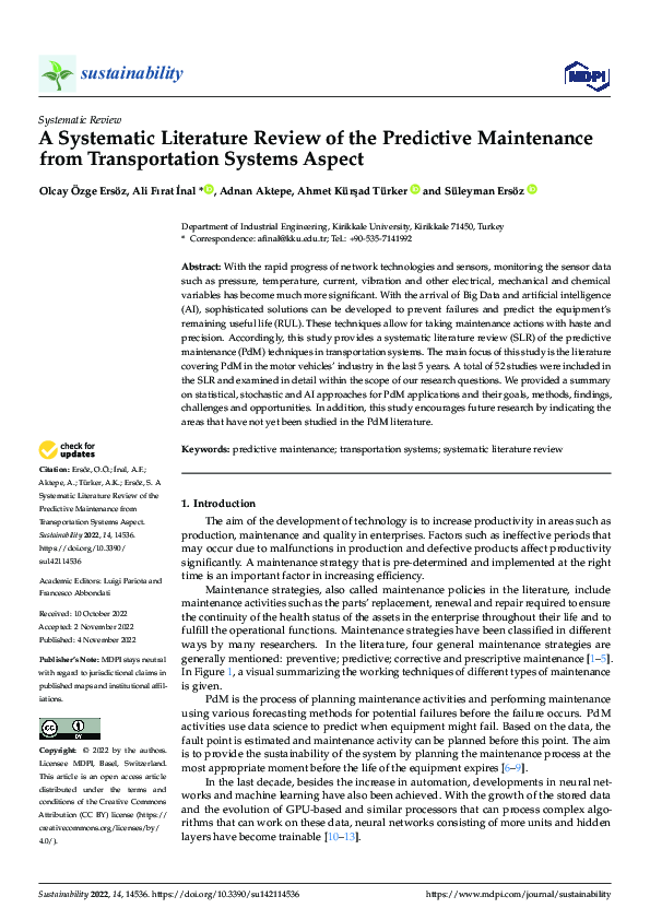 (PDF) A Systematic Literature Review of the Predictive Maintenance from ...