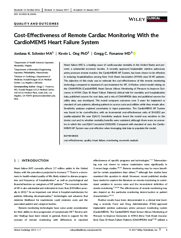 (PDF) Cost-Effectiveness of Remote Cardiac Monitoring With the ...