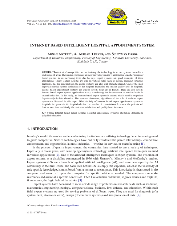 (PDF) Internet Based Intelligent Hospital Appointment System
