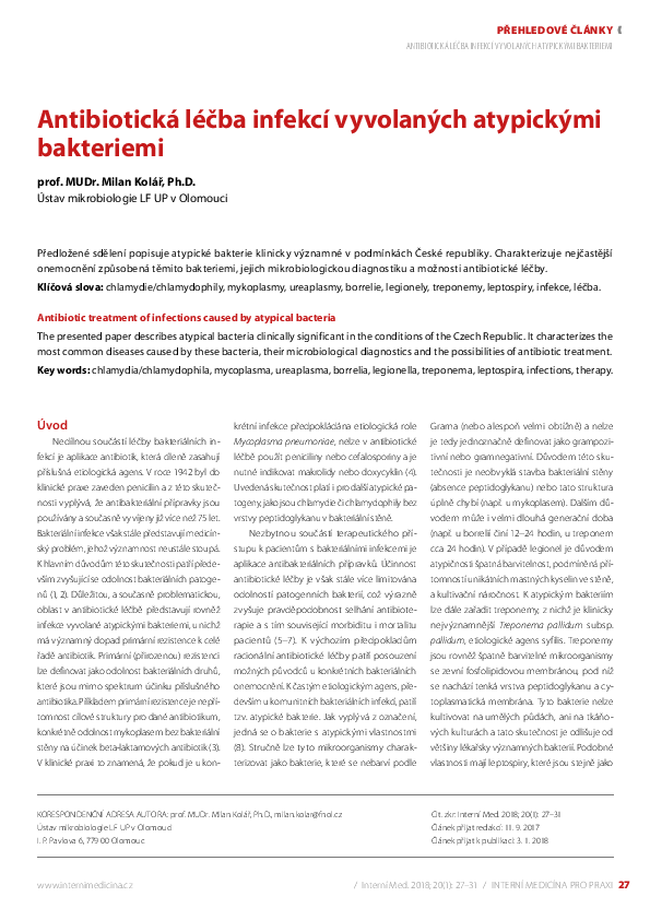 (PDF) Antibiotic treatment of infections caused by atypical bacteria ...
