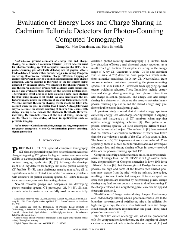 (PDF) Evaluation of Energy Loss and Charge Sharing in Cadmium Telluride Detectors for Photon ...