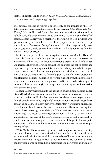 (PDF) What It Means to Pray Through, by Mother Elizabeth Juanita Dabney