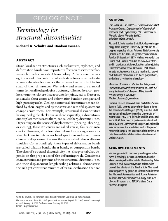(PDF) Terminology for structural discontinuities