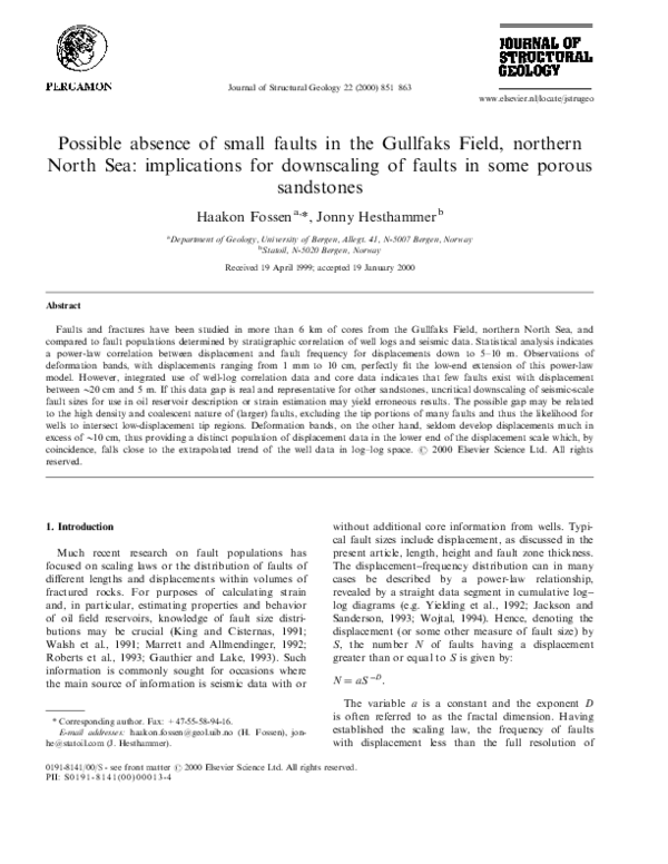 (PDF) Possible absence of small faults in the Gullfaks Field, northern ...