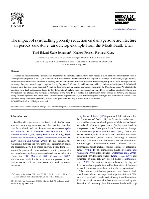(PDF) The impact of syn-faulting porosity reduction on damage zone ...