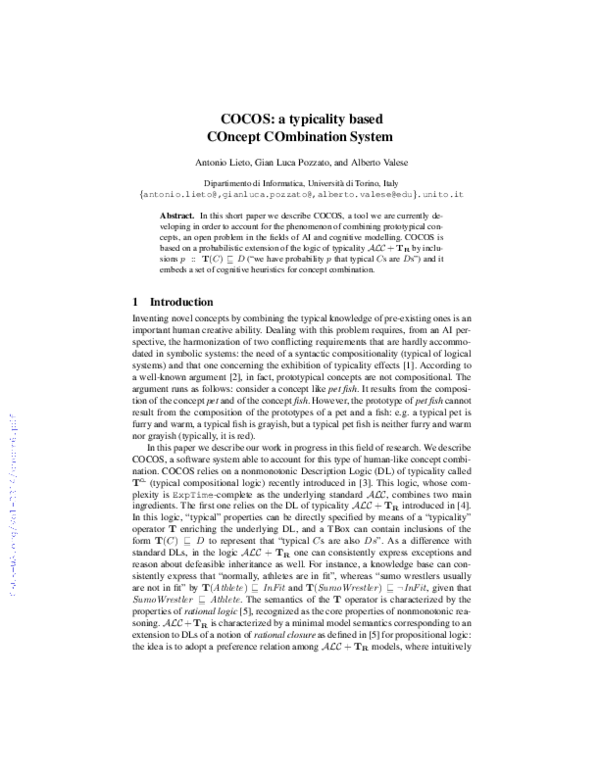 (PDF) COCOS: A typicality based COncept COmbination System
