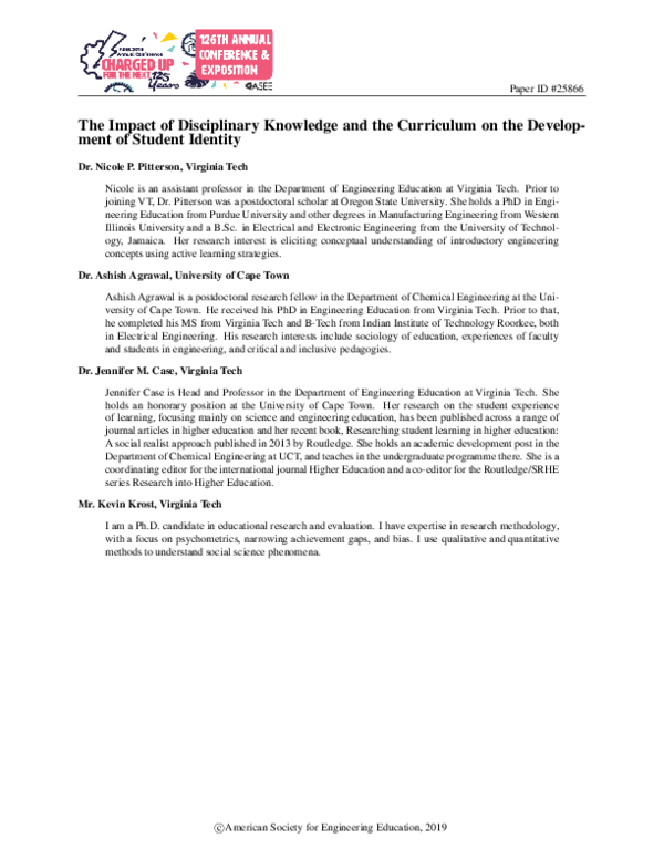 (PDF) The Impact of Disciplinary Knowledge and the Curriculum on the ...