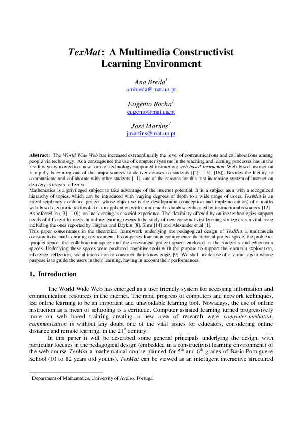 (PDF) TexMat: A Multimedia Constructivist Learning Environment