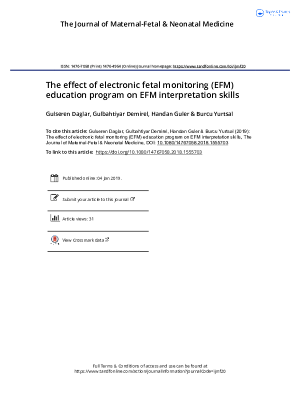 (PDF) The effect of electronic fetal monitoring (EFM) education program ...