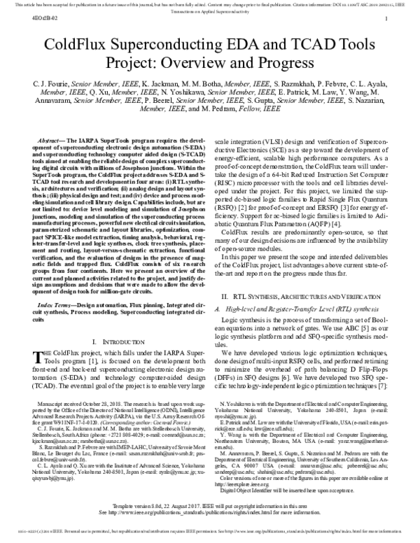 (PDF) ColdFlux Superconducting EDA and TCAD Tools Project: Overview and ...