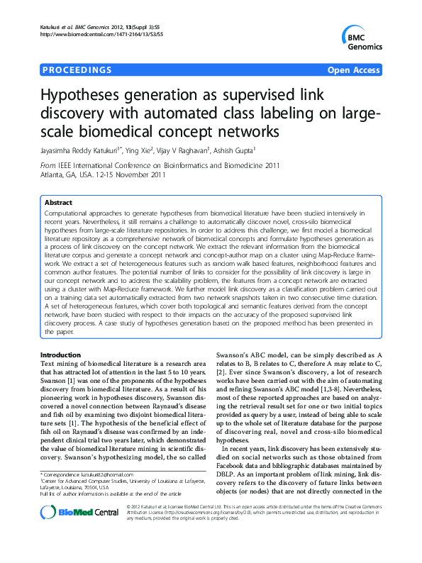 (PDF) Hypotheses generation as supervised link discovery with automated class labeling on large ...