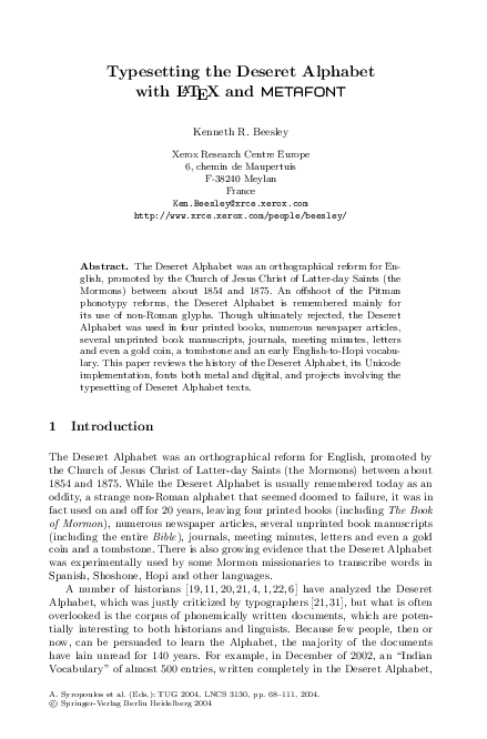 (PDF) Typesetting the Deseret Alphabet with LaTeX and metafont