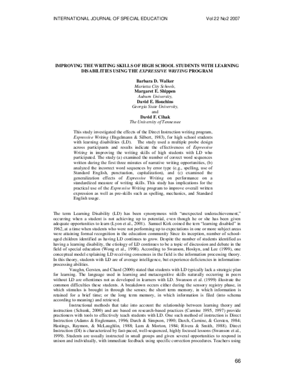 (PDF) Improving the Writing Skills of High School Students with ...