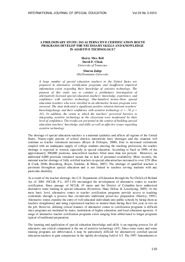 (PDF) A Preliminary Study: Do Alternative Certification Route Programs ...