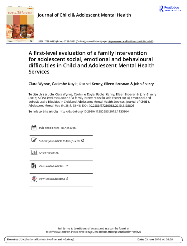 (PDF) A first-level evaluation of a family intervention for adolescent ...
