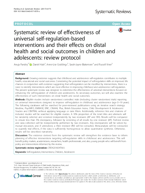 (PDF) Systematic review of effectiveness of universal self-regulation ...