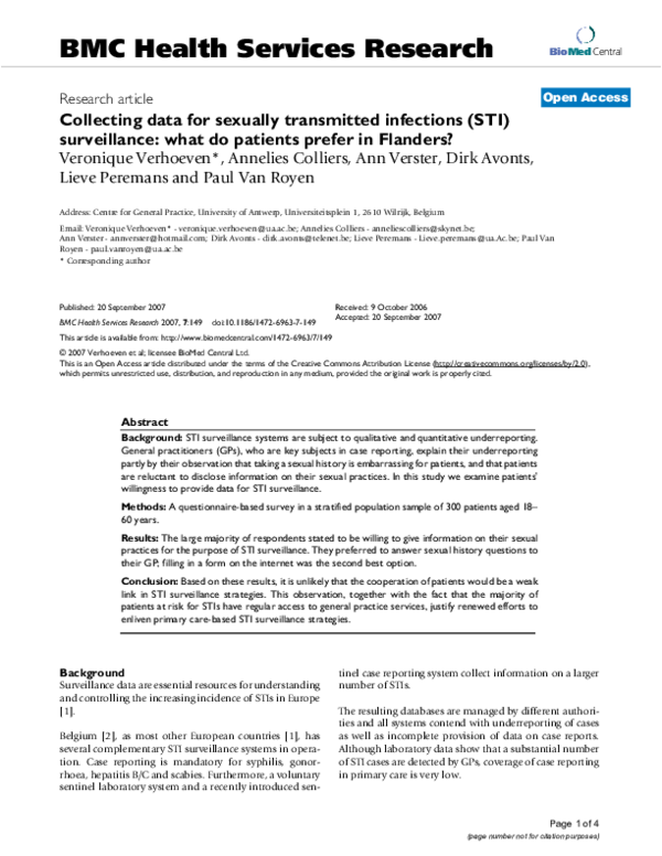(PDF) Collecting data for sexually transmitted infections (STI ...