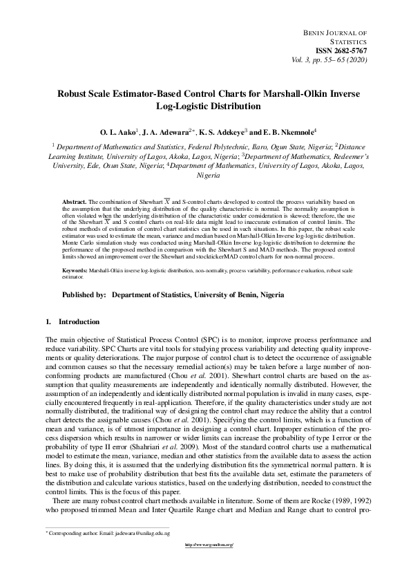 Pdf Robust Scale Estimator Based Control Charts For Marshall Olkin